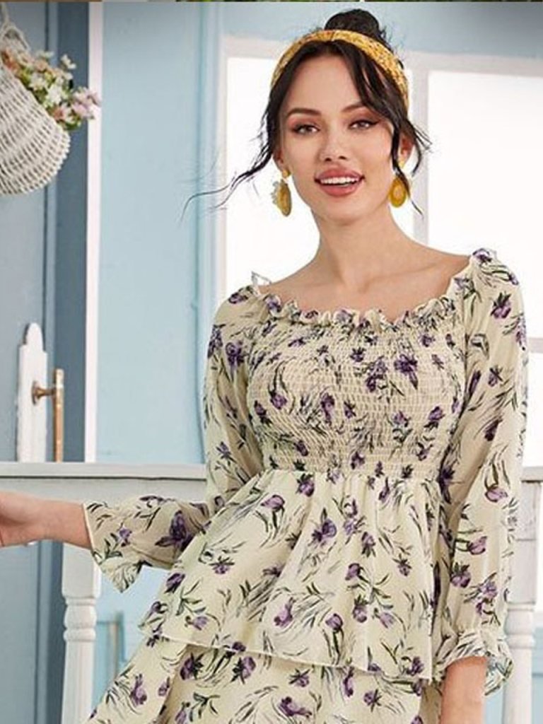 Buy Now Rafta Cream Poli Reyon New Trendy Beautiful Western Frock For ...